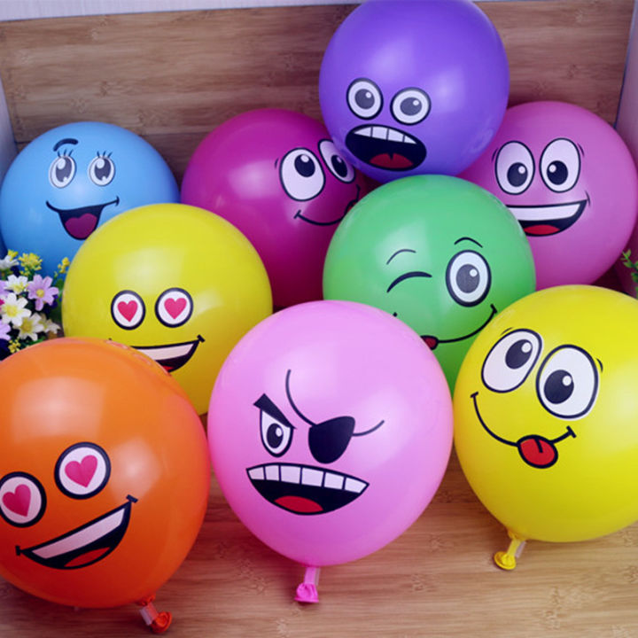 10 pieces/batch 12-inch cute and funny big-eyed smiling face latex ...