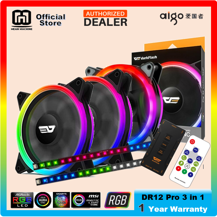 Aigo DR12 Pro 3 In 1 Double Ring Addressable RGB Fan (Support ARGB ...