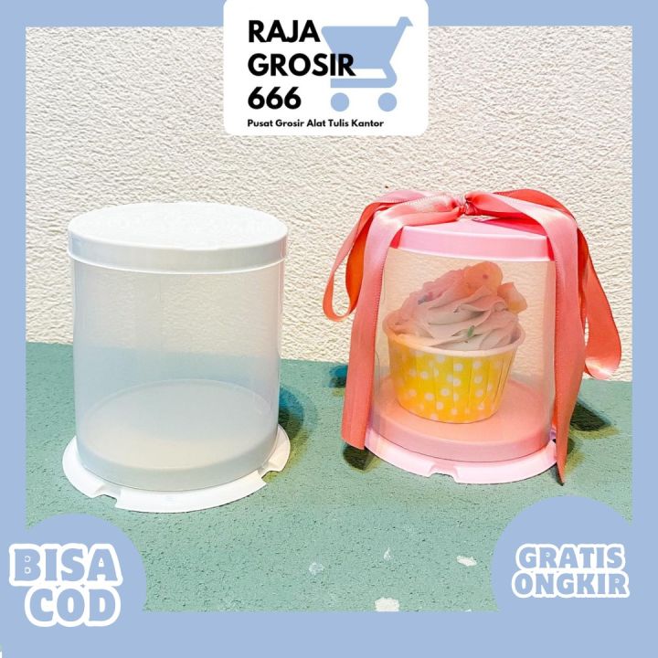 Box Cupcake satuan Pink Putih / Packing Cupcake Satuan / Box Mika ...