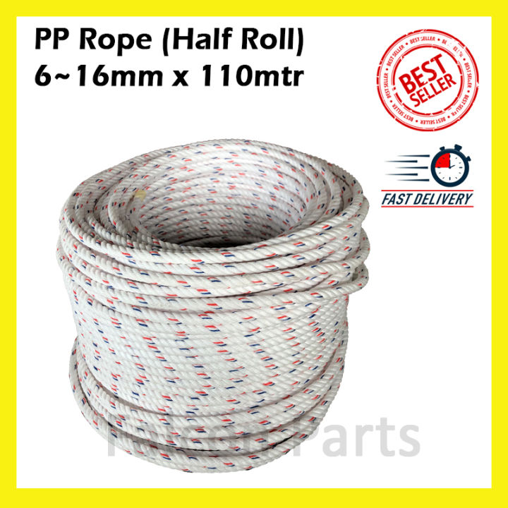 [110mtr] PP Rope 6mm 8mm 10mm 12mm 14mm 16mm Tali PP | Lazada