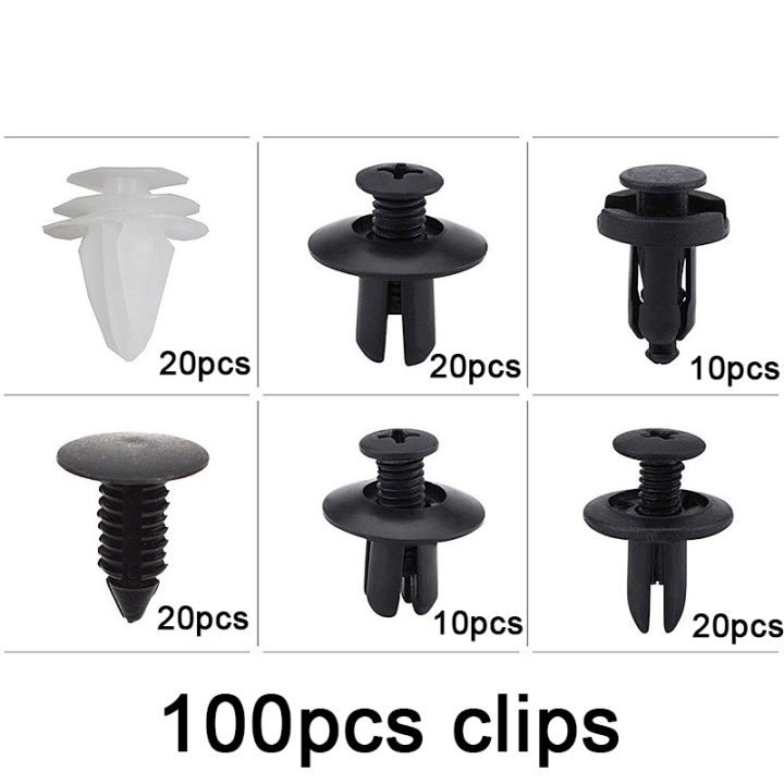 Universal 100PCS Car Clips Fender Panel Plastic Rivet Fasteners Push ...
