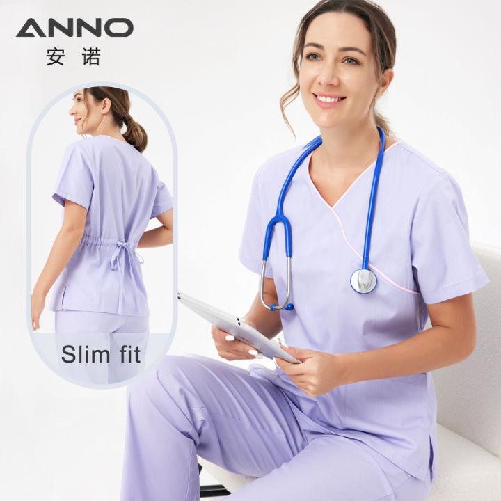 BBANNO Adjustable Waist Nurse uniform Women Medical Scrubs Set Nursing ...