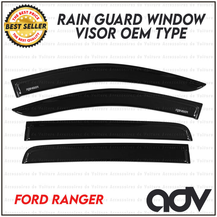 FORD RANGER 2012-2023 OEM Type Rain Guard Window Visor 3rd Design ...