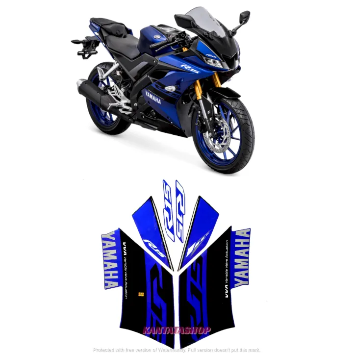 STIKER STRIPING LIS LES BODY MOTOR YAMAHA R15 VVA 2018 BIRU & STRIPING ...