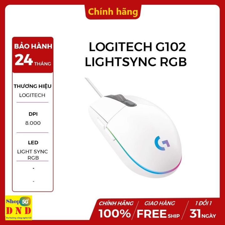Chuột game Logitech G102 Gen2 LightSync RGB Gaming (trắng) - [Chính hãng]. | Lazada.vn