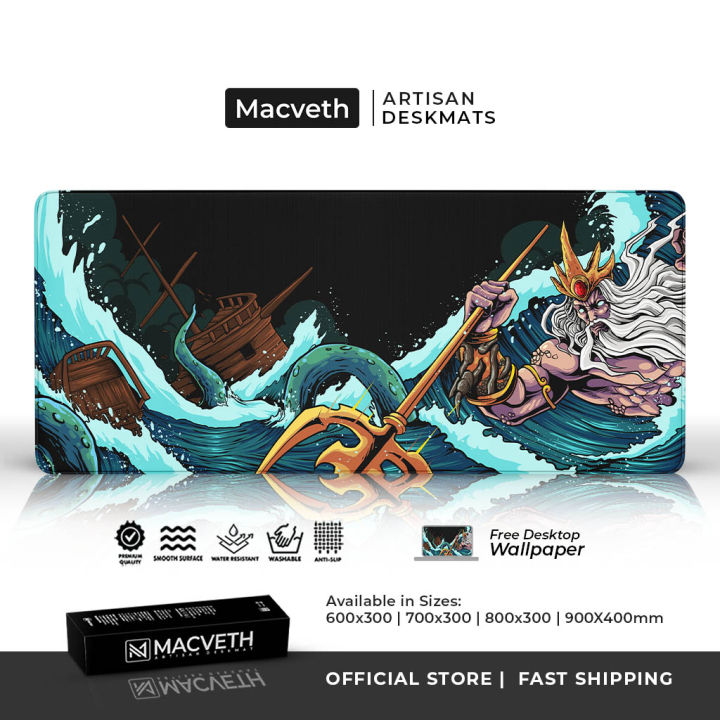 Macveth Artisan Deskmat | GreekMyth - Poseidon | Large Gaming Mousepad ...
