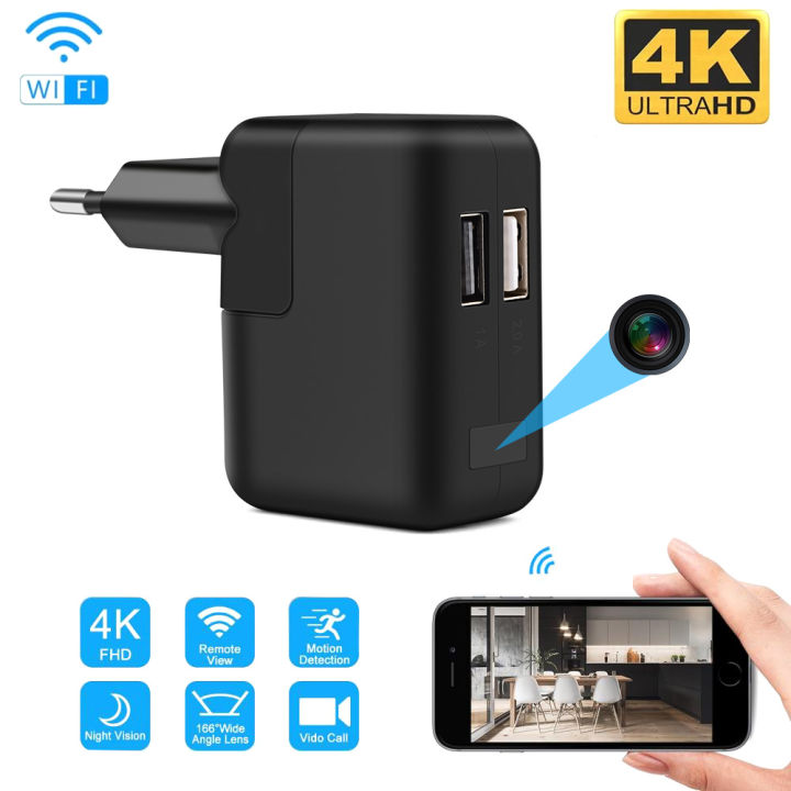 Winstong 4k Wireless IP Mini Camera USB Charger WiFi Hidden Spy Camera ...