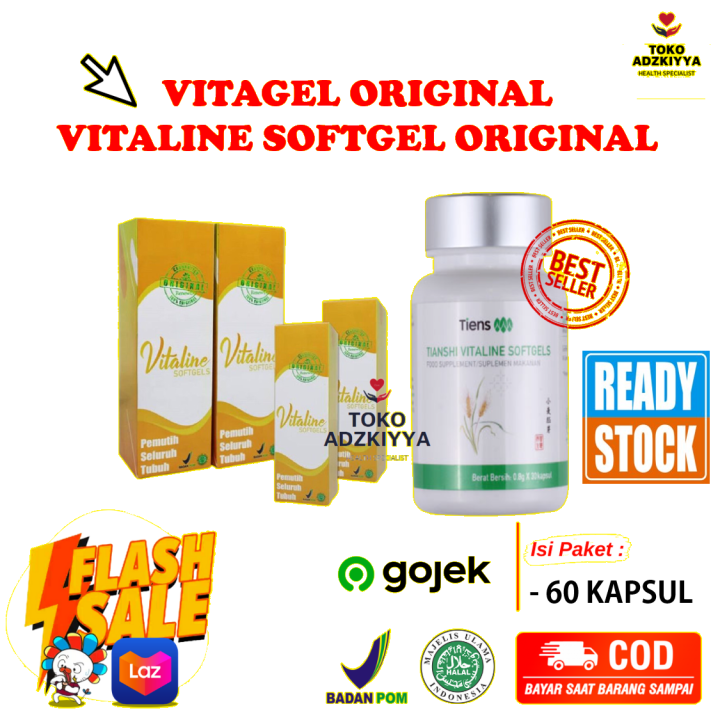 Vitaline Softgel Original Isi 60 Kapsul - VITAGEL ORIGINAL - Membantu mencerahkan Badan dan ...