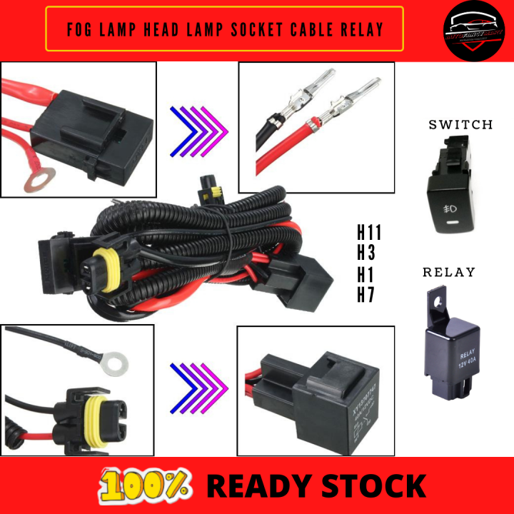 WIRA WAJA VIOS CITY FOG LAMP HEAD LAMP SOCKET CABLE RELAY H1 H3 H7 H11 ...