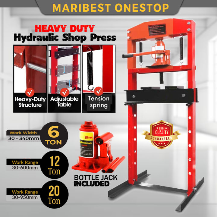 6 /12 /20Ton Heavy Duty Hydraulic Press Jack Bearing Machine Mesin Shop Press Hydraulic Jack ...