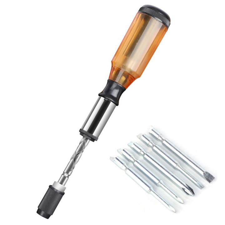 Push Pull Ratchet Screwdriver Set 6 in 1 Press Semi-automatic Rotating ...