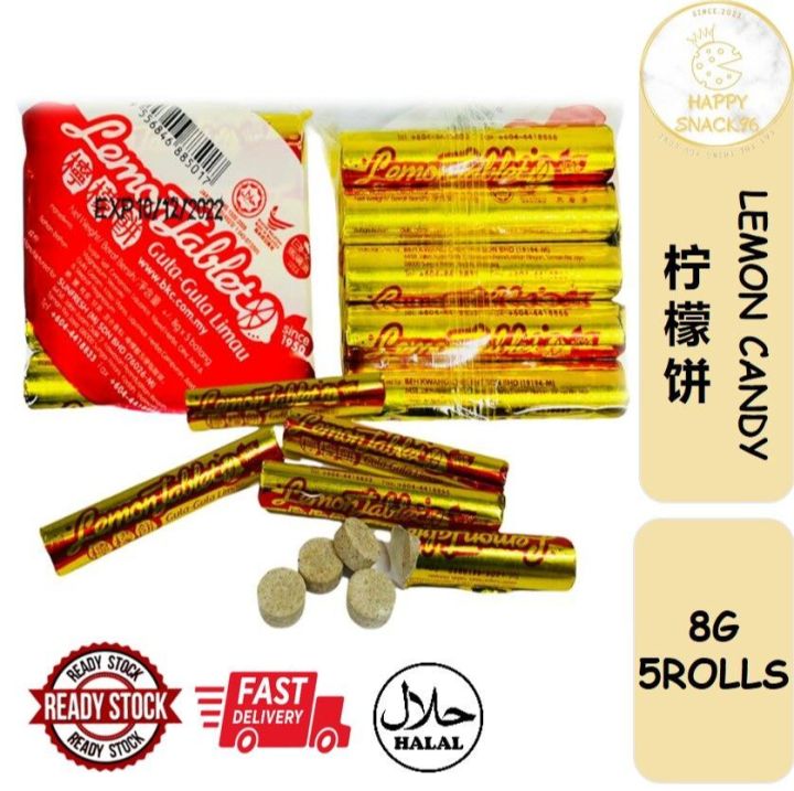 【8g x 5 Rolls】Lemon Tablet Candy Gula-Gula Limau /柠檬饼 / Halal ...