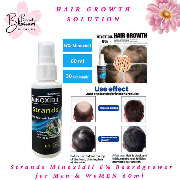 Strands Minoxidil 6% Topical Solution for Men and Women 60ml Hair ...
