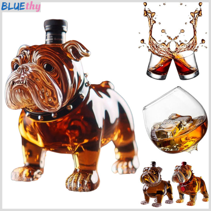 Bluethy Whiskey Bottle for Parties Whiskey Decanter 300ml Bulldog Shape ...