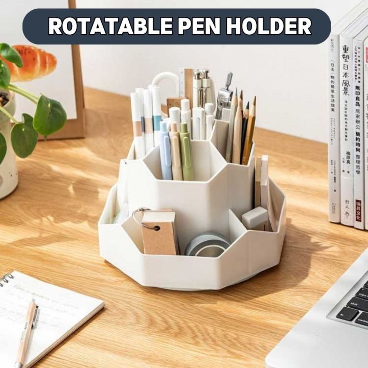 360° Rotatable Pen Holder Office Desk Organizer Stationery Storage ...