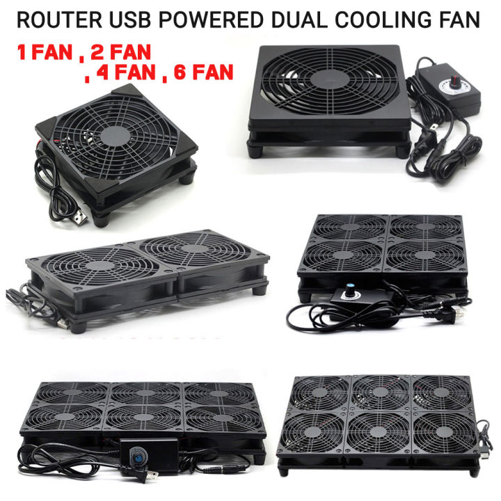 USB 5V Powered 120mm Dual Cooling Fan for Router Modem TV Box 1200RPM ...