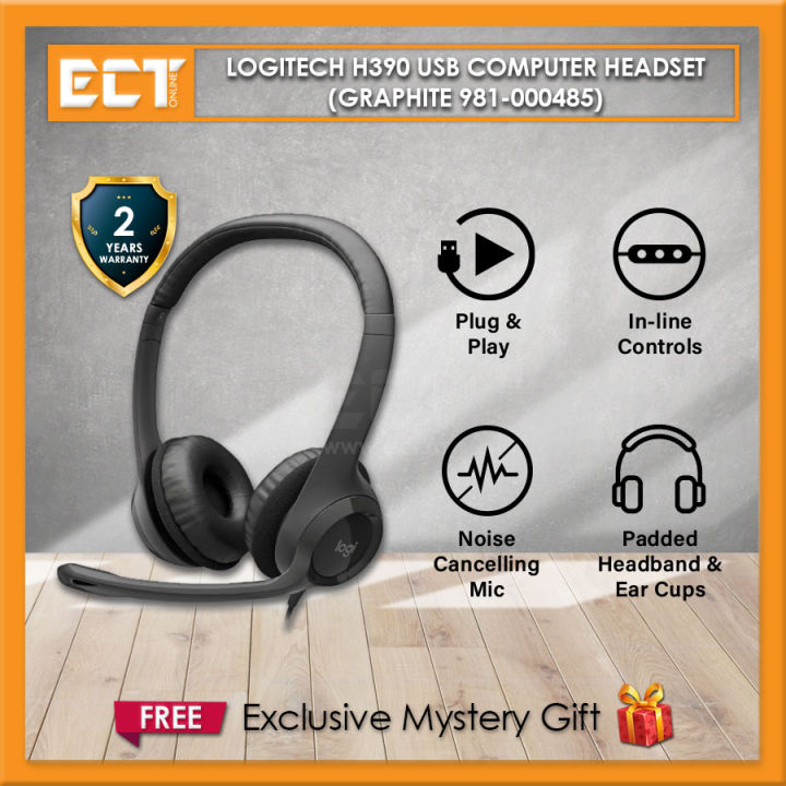 Logitech H390 USB Computer Headset (Graphite 981-000485 / Off-White 981 ...