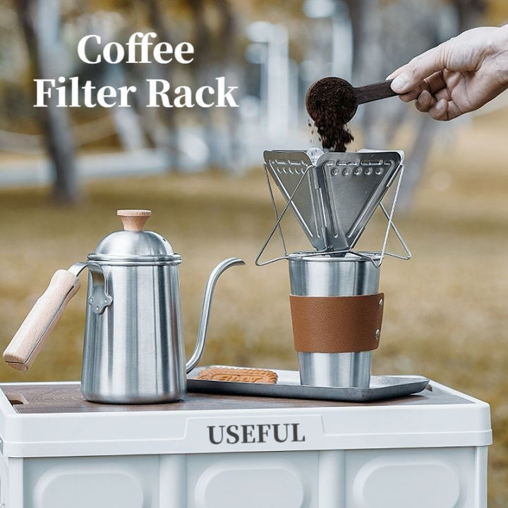 Stainless Steel Coffee Filter Cup Folding Portable Coffee Drip Rack ...