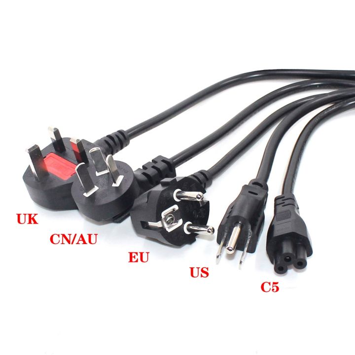 IEC320 C5 Extension Cord, US/UK/EU/AU Plug 2 3Pin to C5 AC Power Cord ...