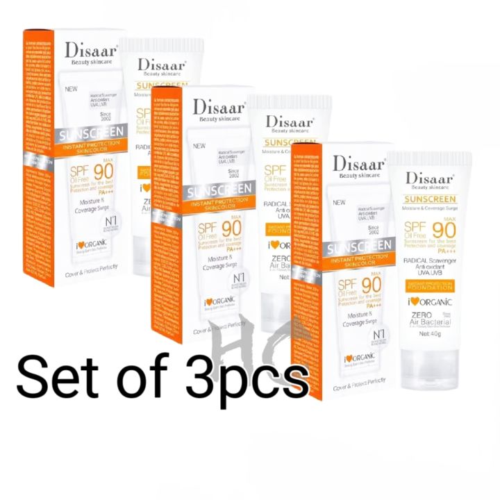 LY 【Set of 3pcs】Disaar Facial Sunscreen Cream SPF 90 PA+ Moisturizing Skin Protect Sunblock 40g ...