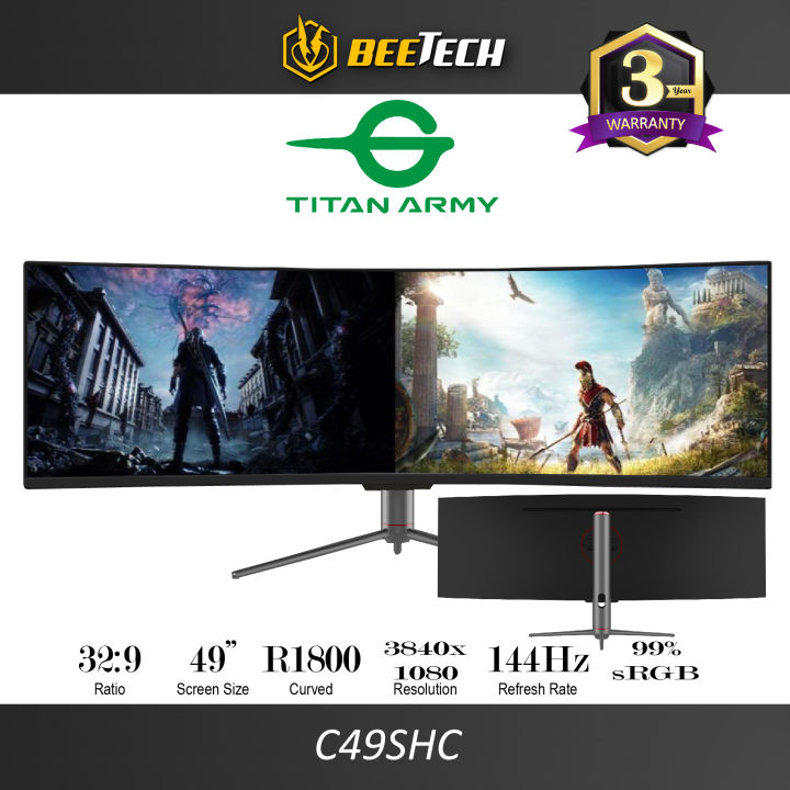 TITAN ARMY 49" Curved 144Hz 32:9 Ultrawide Gaming Monitor (C49SHC) 49 ...