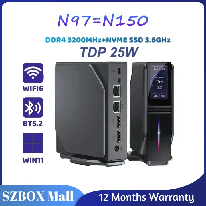 SZBOX S1 MINI PC Intel N97/N150 Up to 3.6GHz DDR4 3200MHz M.2 SSD Windows 11 Pro 1000M Lan ...