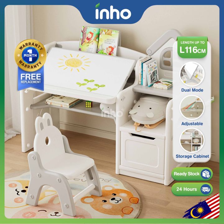 INHO 2 in 1 Multifunctional Adjustable Children Learning Drawing Dining ...