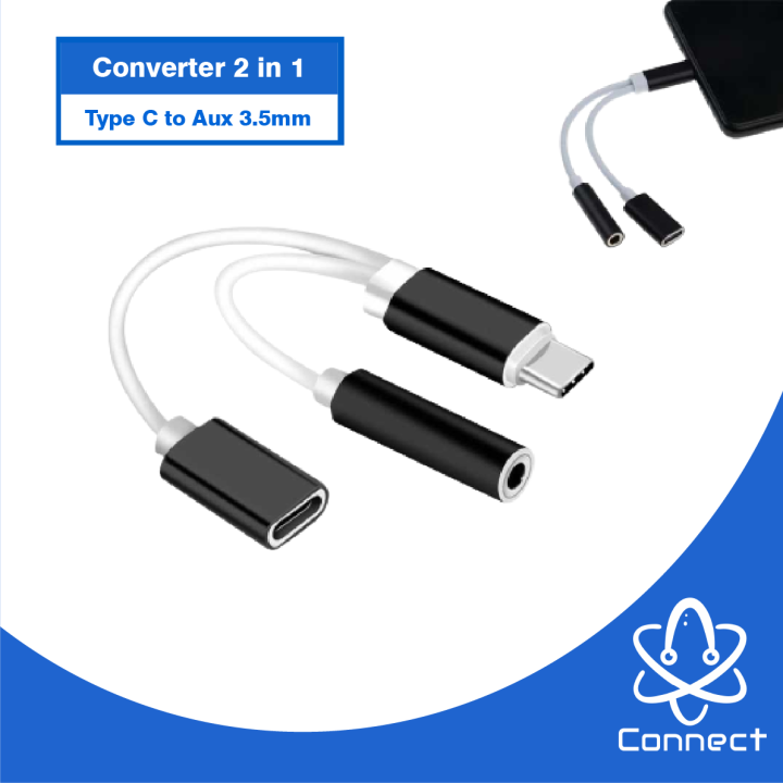 Spliter Converter Adaptor 2in1 USB Type C to AUX 3.5mm Headphone and ...
