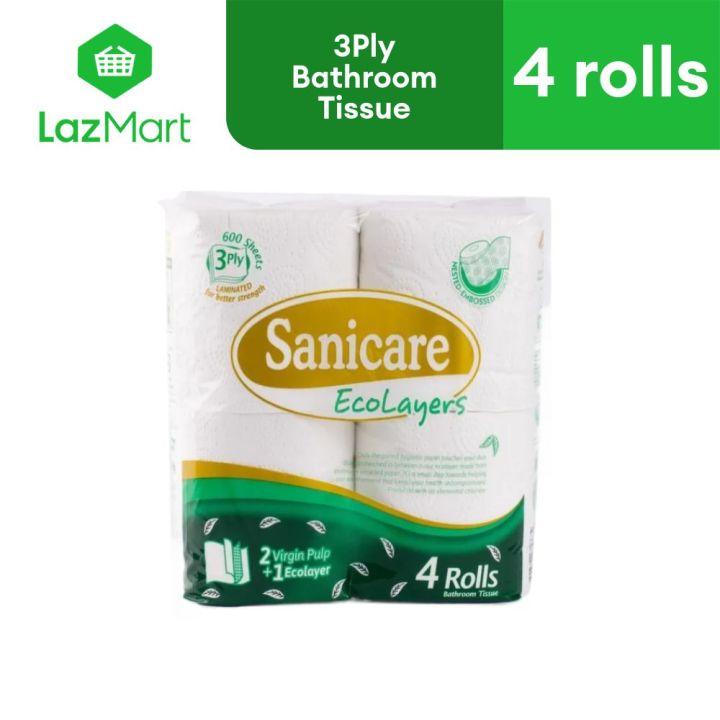 Sanicare Ecolayer Bathroom Tissue 3 ply - 4 Rolls x 1 Pack | Lazada PH