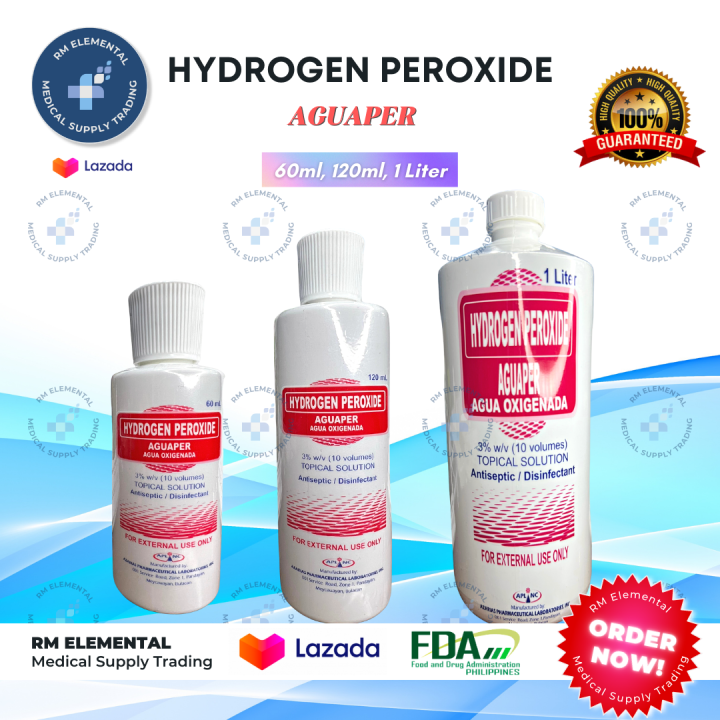 Aguaper Hydrogen Peroxide( AGUAPER ) Agua Oxigenada 60ml, 120ml, 1 ...