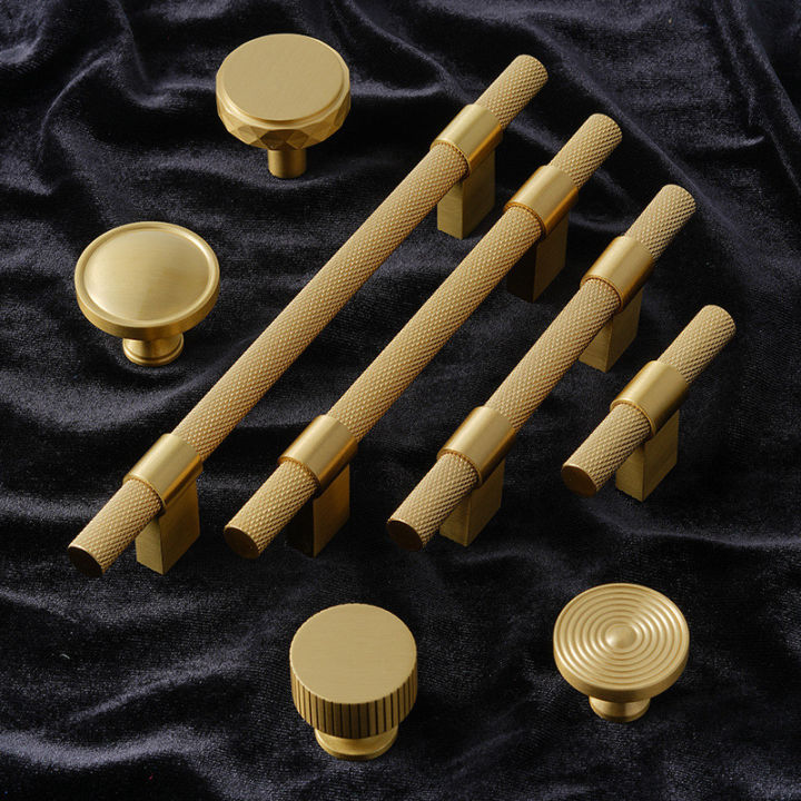 Pure brass wardrobe shoe cabinet gold long handle modern simple single ...