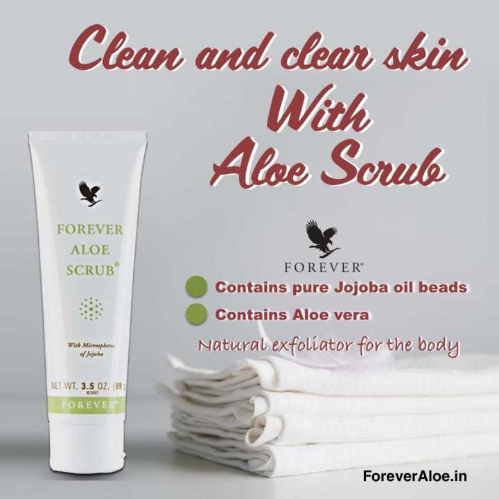 Forever Aloe Scrub 100% Stabilized Aloe Vera Gel ,3.5 fl. Oz. (99 mL ...