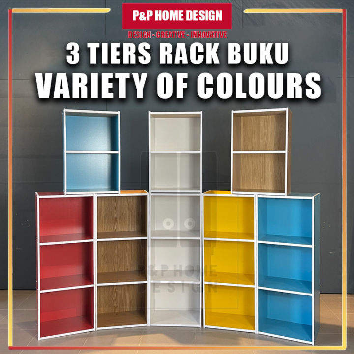 3 Tier Wooden Multipurpose Rack Book Shelf Rak Buku Kabinet Buku 3层书架 ...