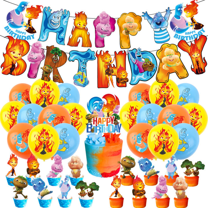 Elemental Theme kids birthday party decorations banner cake topper ...