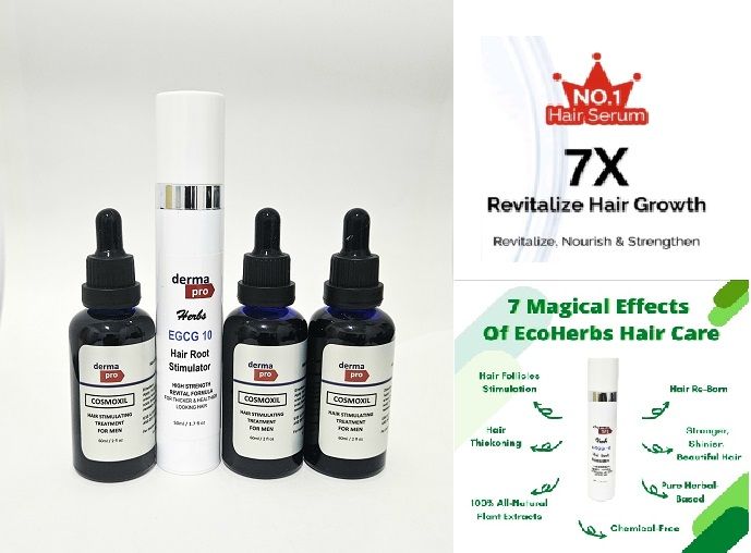 Authentic FINOXIDIL DermaPro hair regrowth serum for men (3 bottles x 60ml) free 1 bottle ...