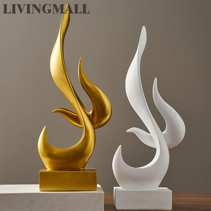 Livingmall 40CM Golden Flame White Flame Black Flame Resin Set Home ...