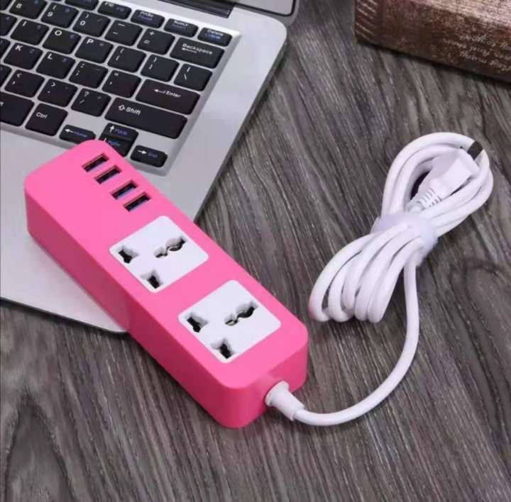 S204 Universal Power Extension Cord with 4 USB Ports and 2 Power Socket ...