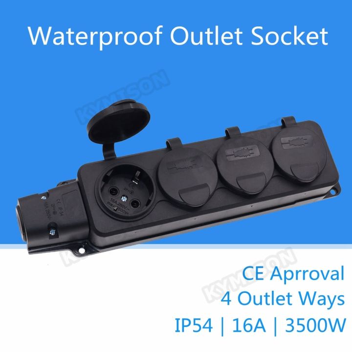 EU German 4 Ways Outdoor Waterproof Outlet Rain Plug with Cover Germany ...