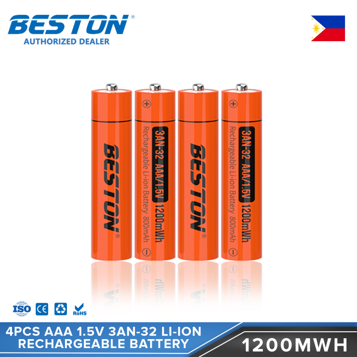Beston Original Rechargeable Battery AAA 1.5V Li-ion 1200mWh Rated ...