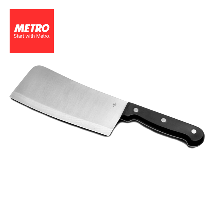 Metro Cookwares Cleaver Knife Black Handle 7″ Stainless Steel | Lazada PH