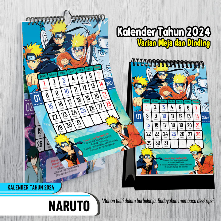Kalender 2024 NARUTO Anime Dinding A4 & Meja A5 | Lazada Indonesia