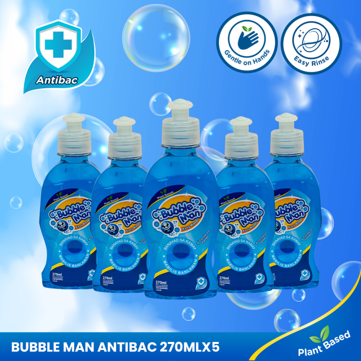 Bubble Man Dishwashing Liquid - Antibac 270ml x 5 | Lazada PH