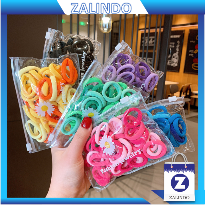 Zalindo - Karet Rambut Wanita / Ikat Rambut Pouch Isi 50 Pcs / Kuncir ...