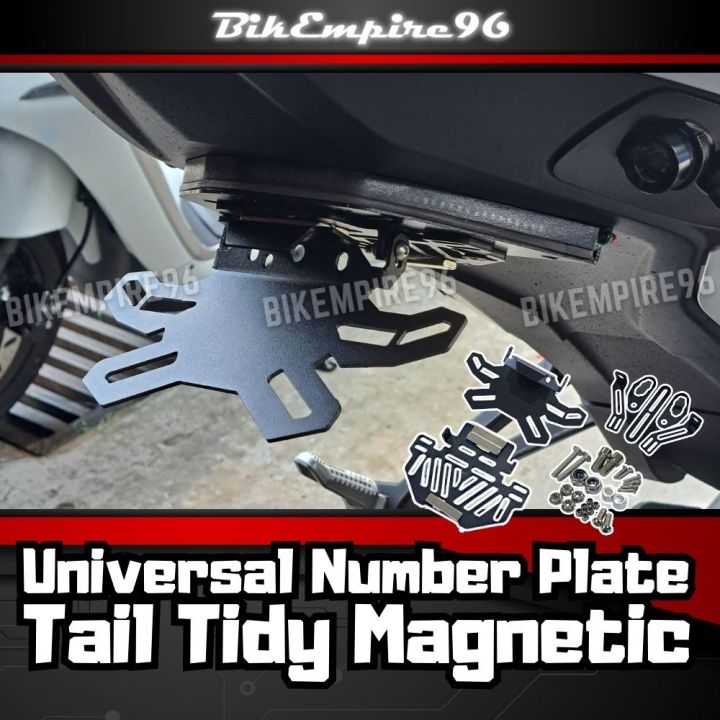 Motorcycle Adjustable Universal Number Plate Tail Tidy Magnetic License ...