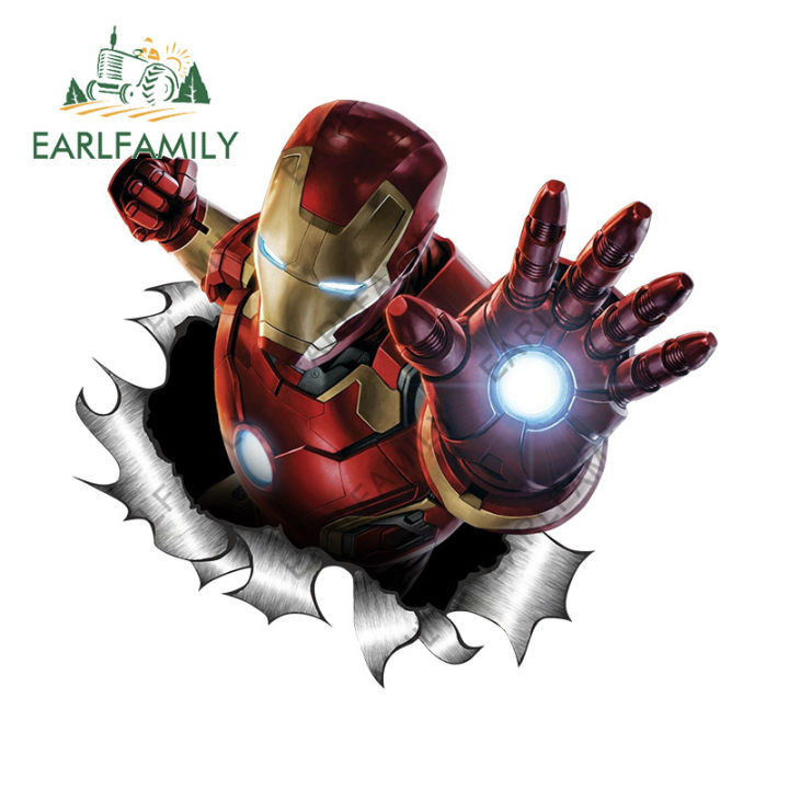 EARLFAMILY 13cm for Iron Man Anime Car Decal Cute Sticker Cartoon ...