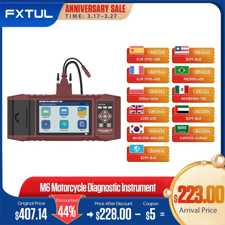 FXTUL M6มอเตอร์ไซค์อเนกประสงค์อเนกประสงค์เครื่องวินิจฉัยรถมอเตอร์ไซด์ ...