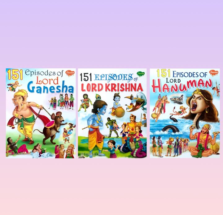 151 Episodes of Lord Ganesha/Lord Krishna/Lord Hanuman-Hinduism Epic & Purana Story Book ...