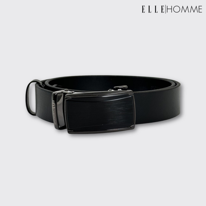 ELLE HOMME เข็มขัดหนังวัวแท้ สไตล์ Business สีดำ H84004 | Lazada.co.th