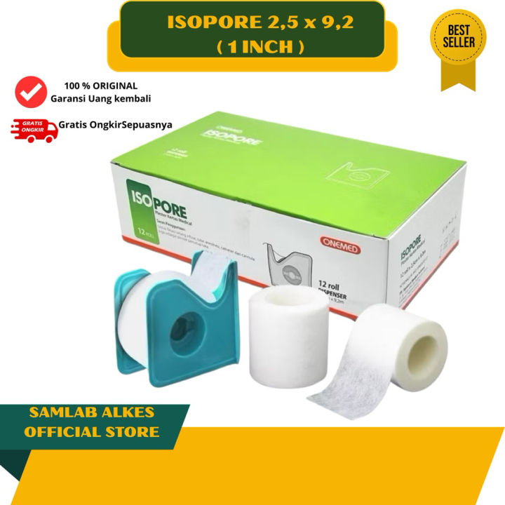 Onemed Isopore 2,5cm x 9,2m + Dispenser Plester Kertas Medical Samlab ...