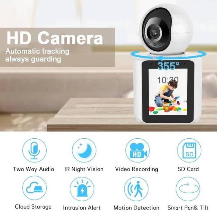 WIFI Camera dual Camera with 2.8 Inch Screen 1080P Two way Audio AI ...